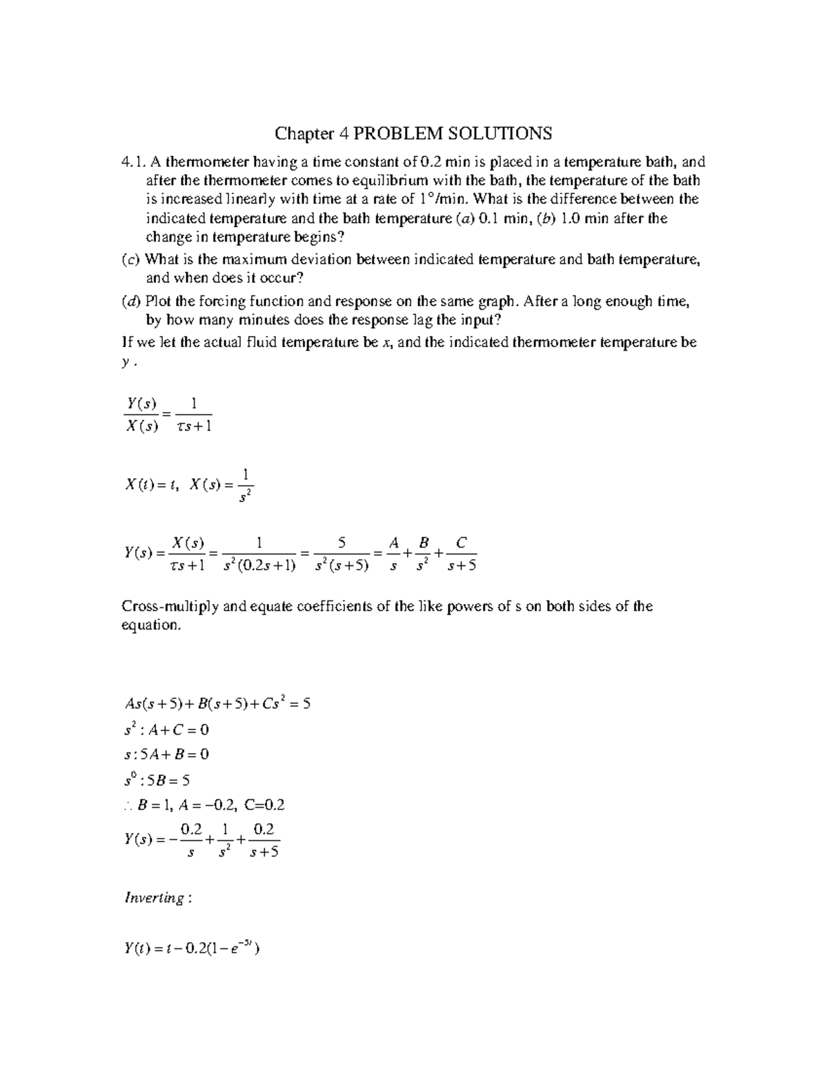 Chapter 4 Problem Solutions for Thermal Dynamics and Response - Studocu