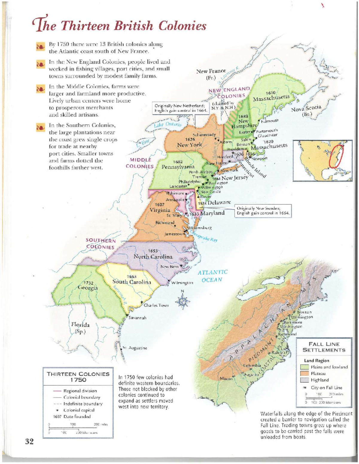 Colonial Map Project: The Thirteen British Colonies (1750) - Studocu