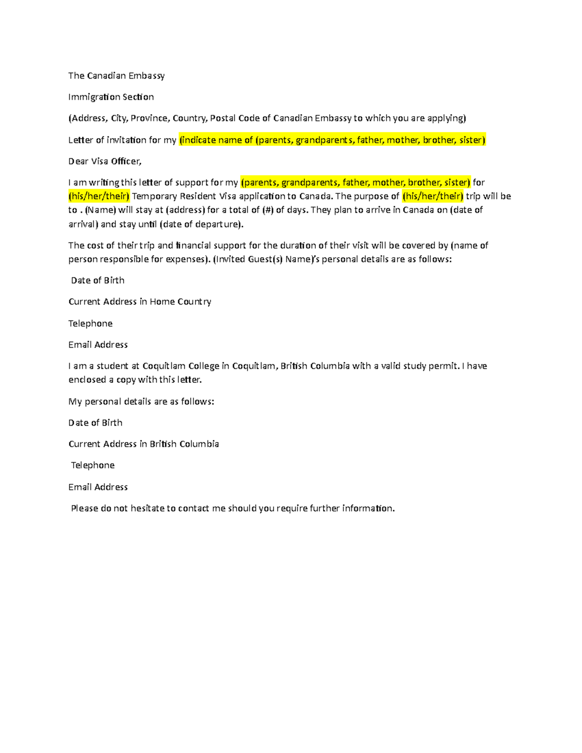 Invitation templete - submission letter - The Canadian Embassy ...