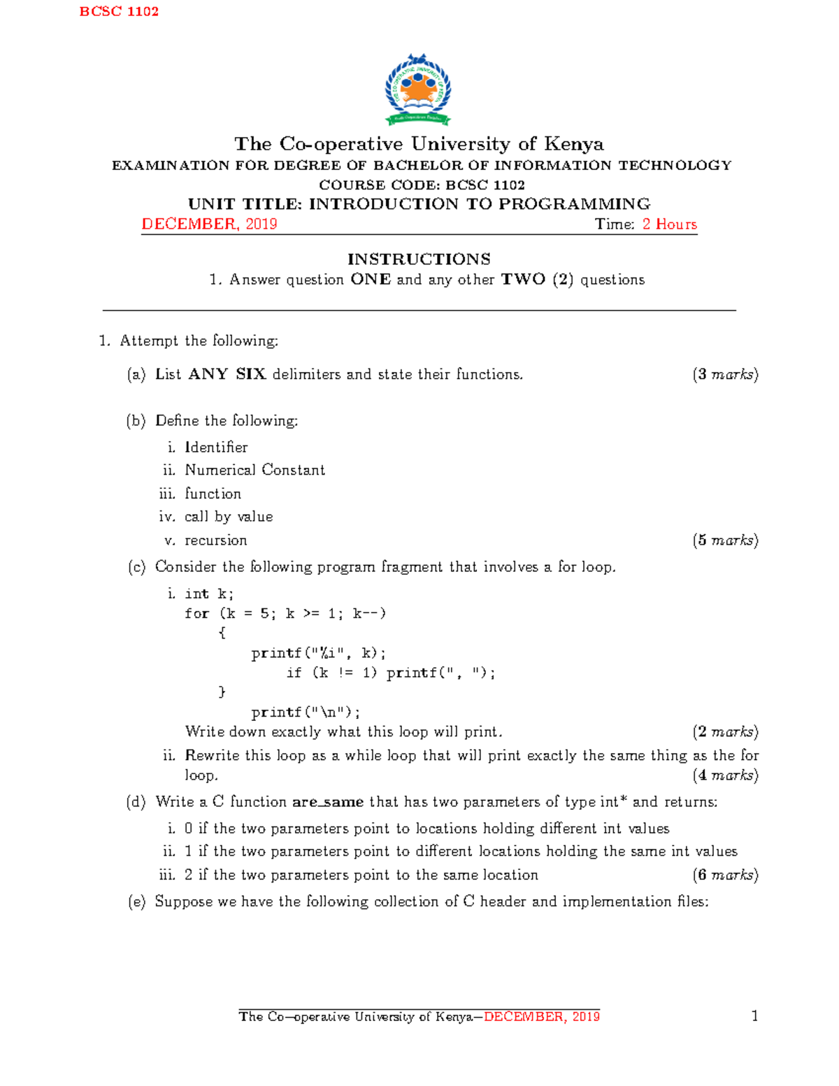 Introduction To Programming The Co Operative University Of Kenya