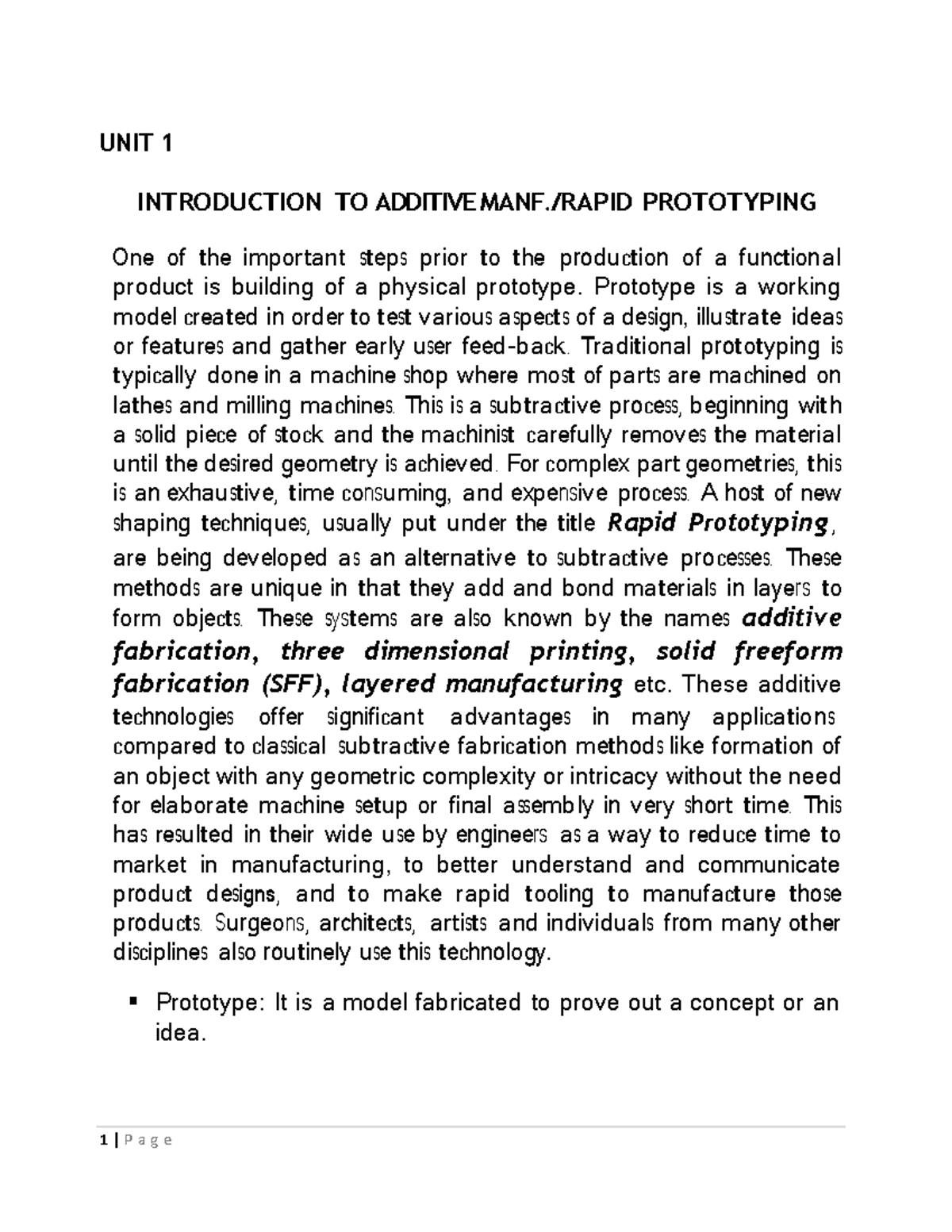 Additive Manufacturing (AM) & Rapid Prototyping Overview Notes - Studocu