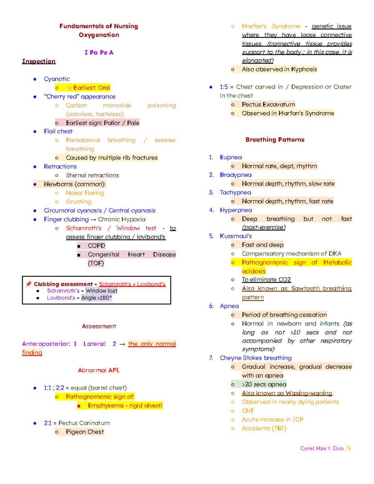 Funda - Oxygenation: Key Concepts and Nursing Assessments - Studocu