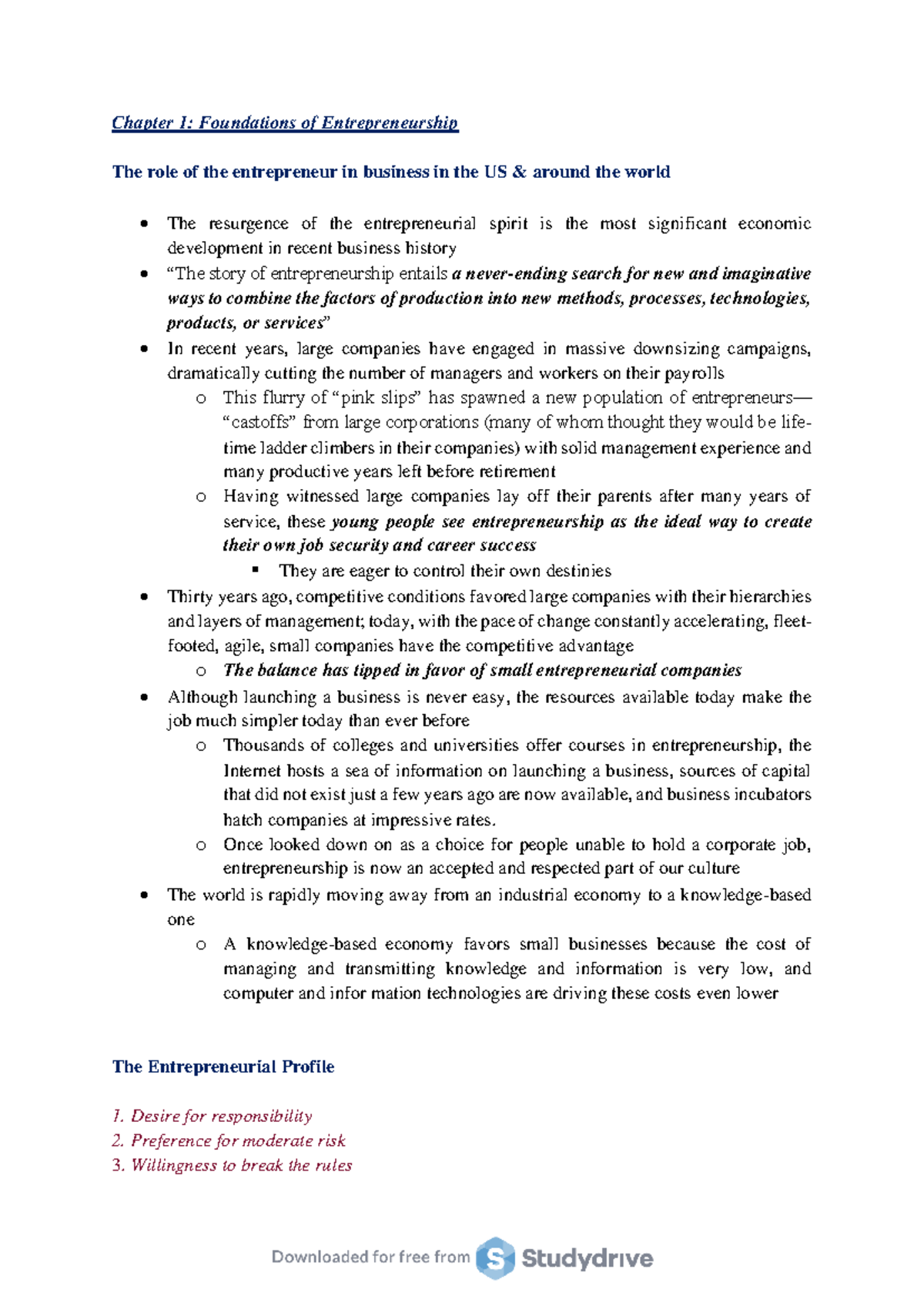 Session 1 Complete Summary - Chapter 1: Foundations of Entrepreneurship ...