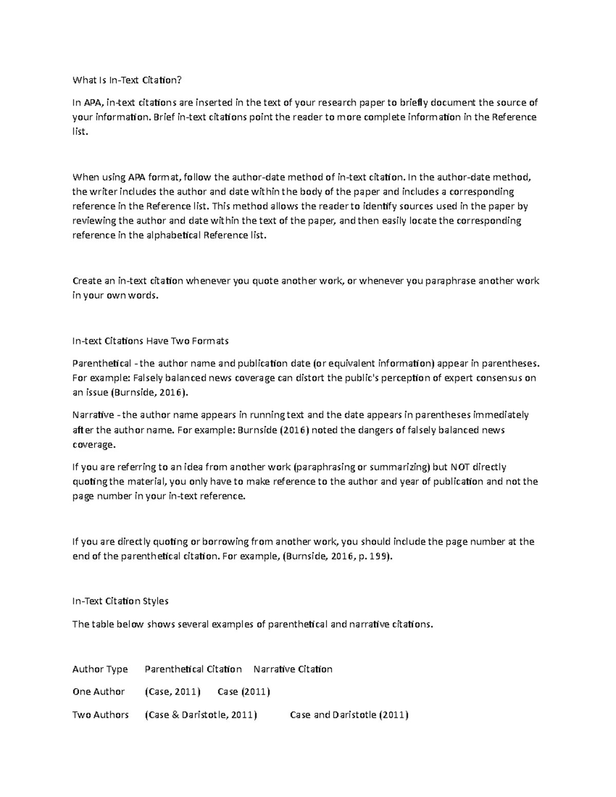 In-Text Citation Guidelines from Chapter 4 of APA Format - Studocu