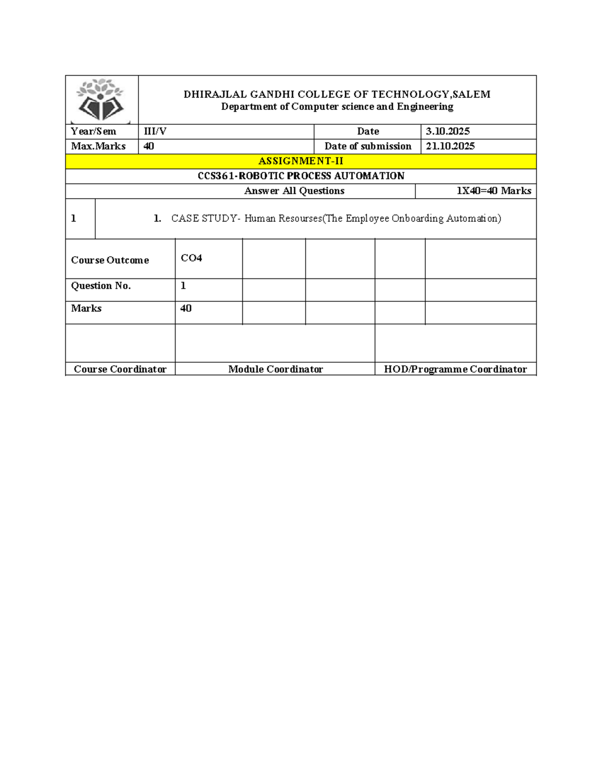 RPA Assign 2 - Computer Science and engineering - DHIRAJLAL GANDHI ...
