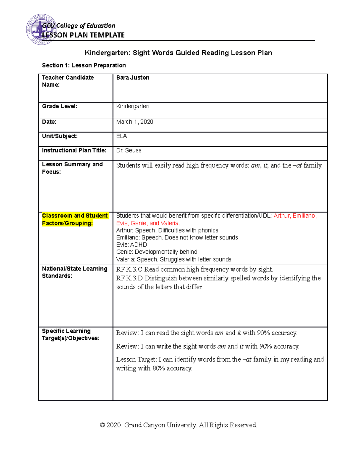 SPD 200 Lesson Plan: Differentiating Guided Reading for K Students ...