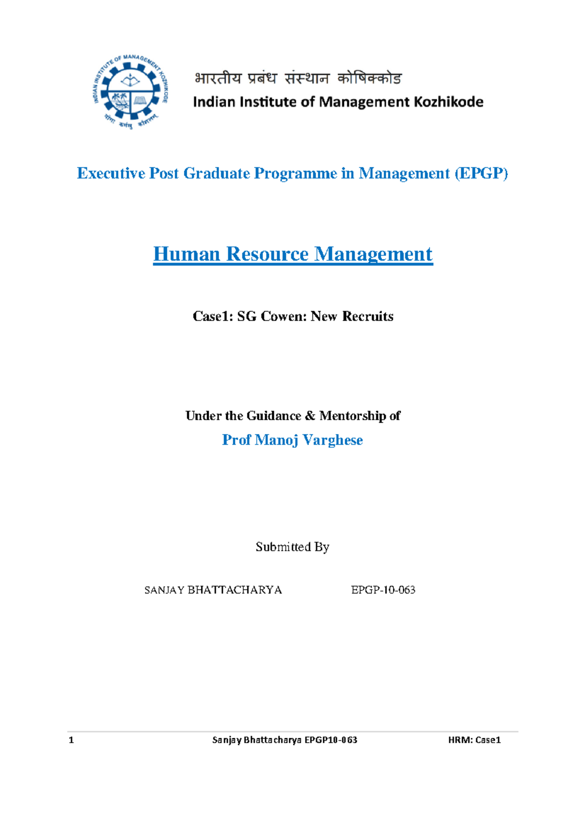 Sg Cowen Case Summary - Executive Post Graduate Programme in Management ...