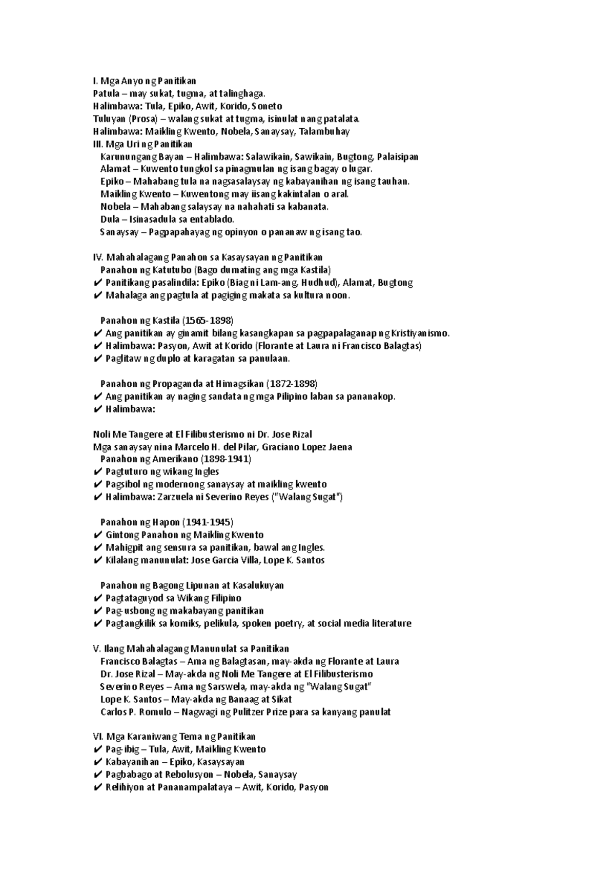 Rebyew Notes on Panitikan: An Overview of Literary Forms and History ...