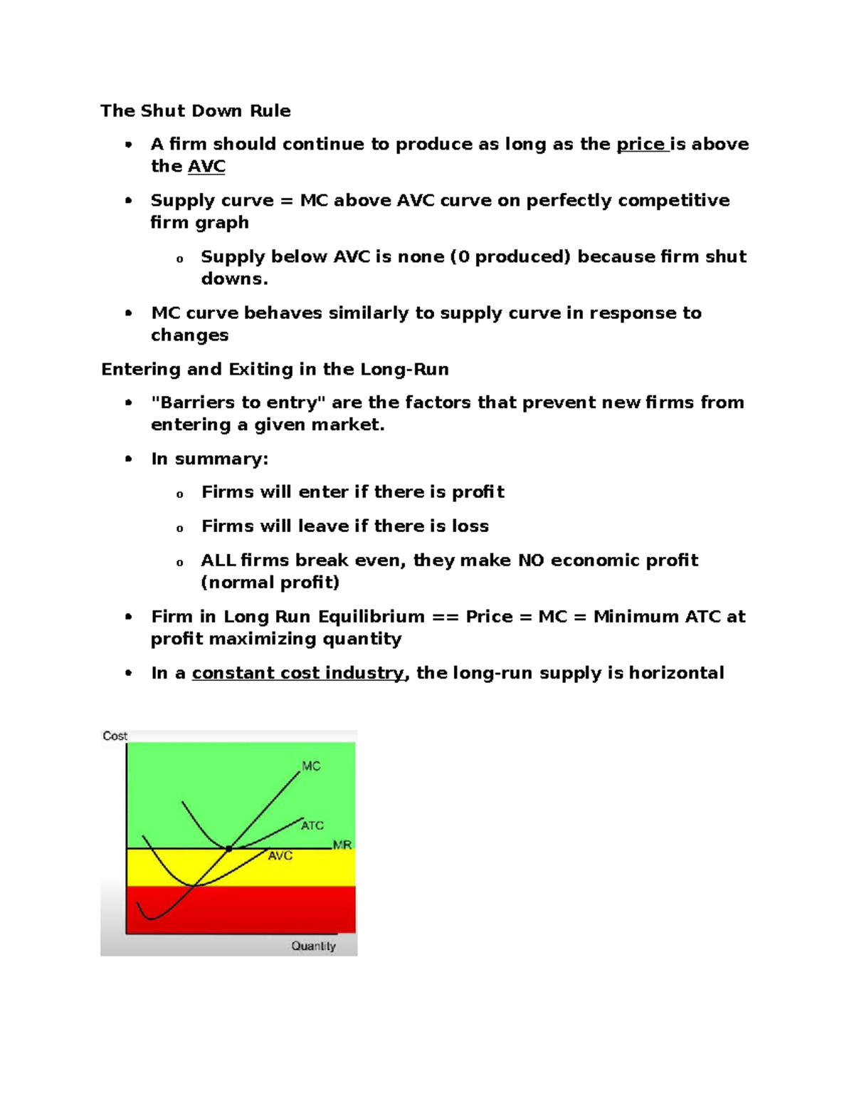 Econ3 - Economics: Shut Down Rule & Long-Run Equilibrium Notes - Studocu