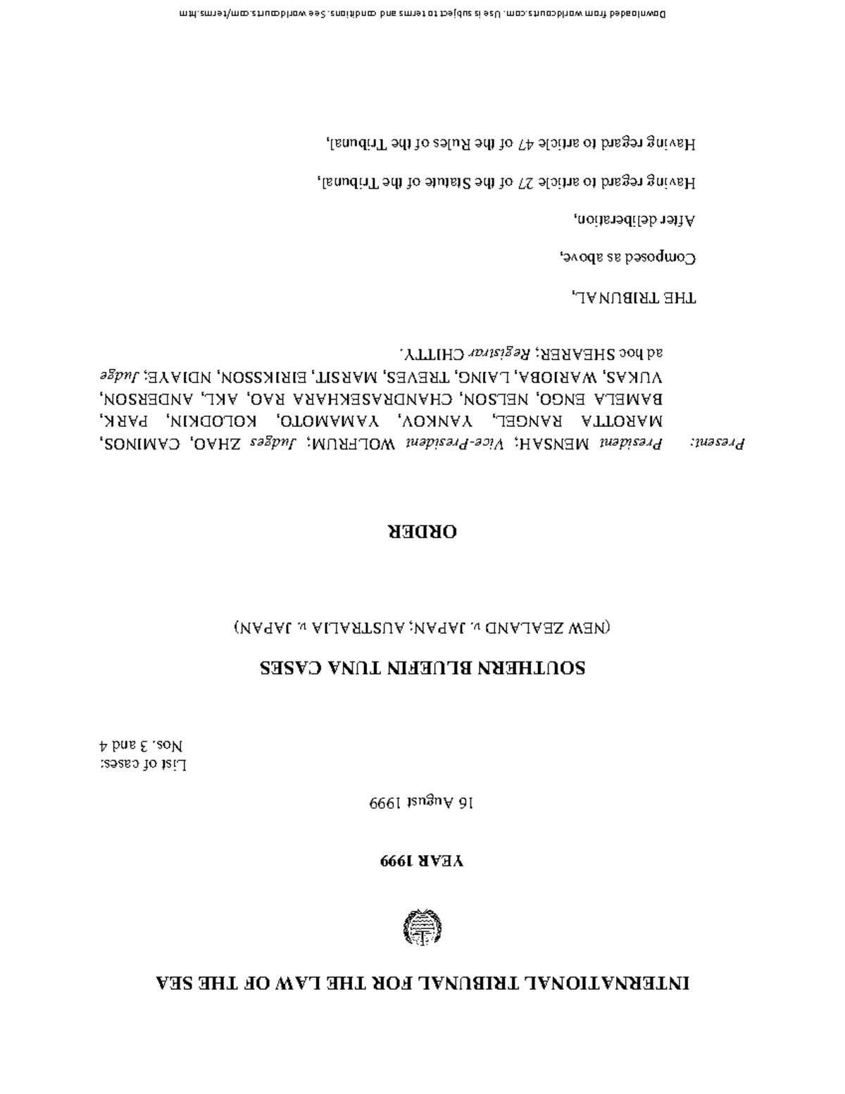 International Tribunal for the Law of the Sea: Southern Bluefin Tuna ...