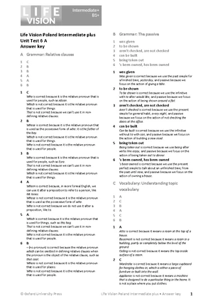 Lif vis pol intp unit 6a answer key - Life Vision Poland Intermediate ...