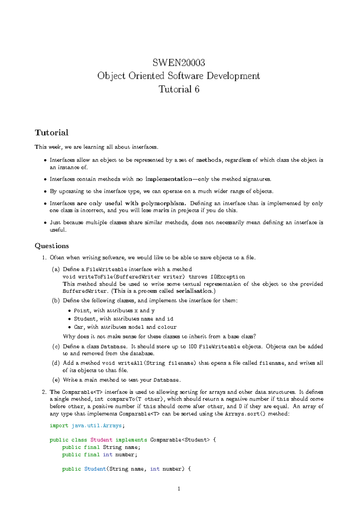 OOSD Tutorial 6: Understanding Interfaces and FileWritable ...