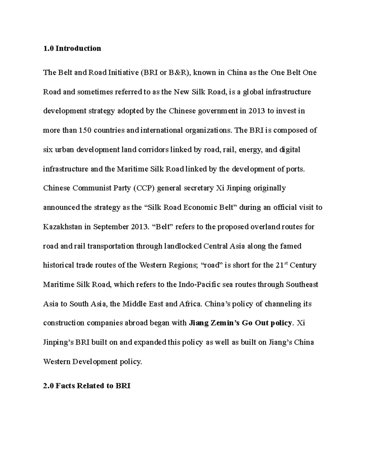 BRI 101: Comprehensive Overview of the Belt and Road Initiative - Studocu