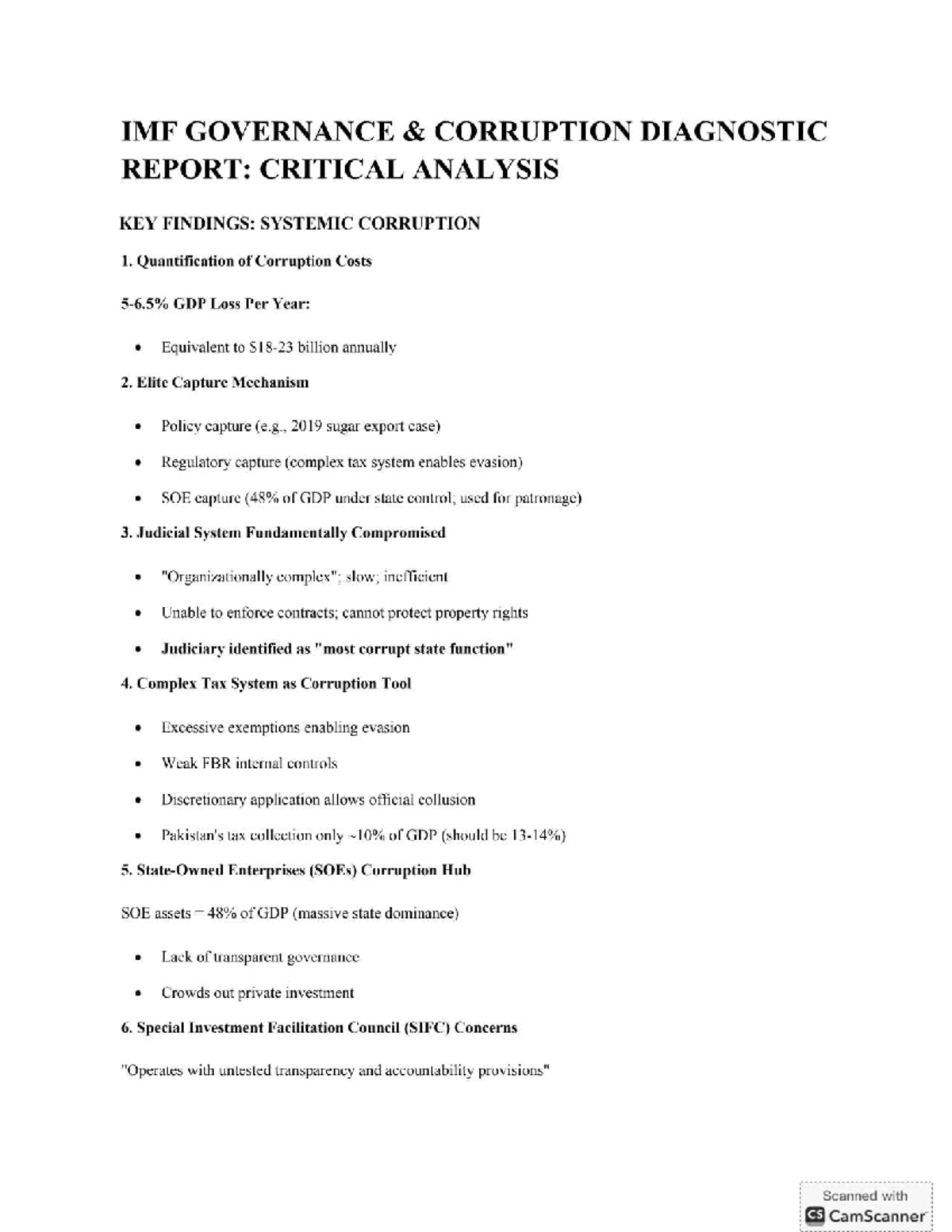 IMF Governance Corruption Diagnostic Report: Exam Notes - Studocu