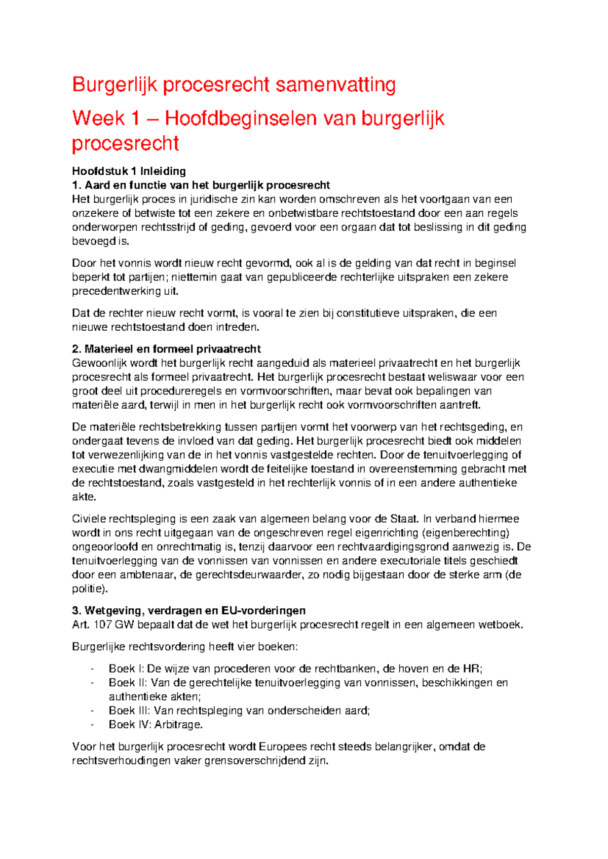 Burgerlijk Procesrecht Samenvatting en Hoofdbeginselen - Week 1 ...
