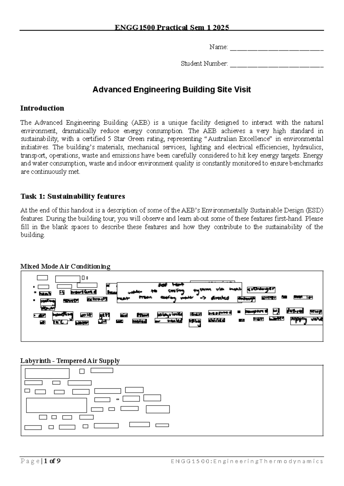 ENGG1500 Practical Sem 1 2025: AEB Site Visit Worksheet - Studocu