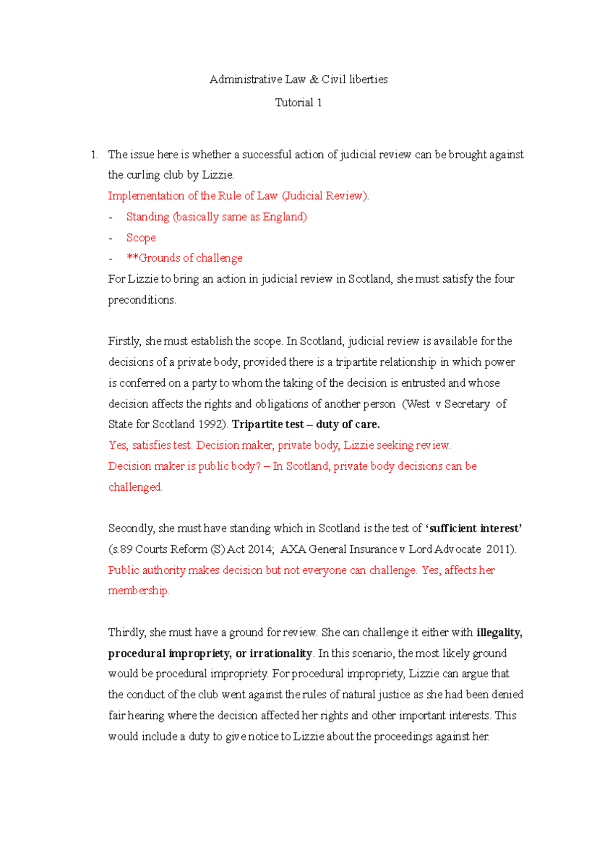 Administrative Law & Civil Liberties: Tutorial 1 Insights - Studocu