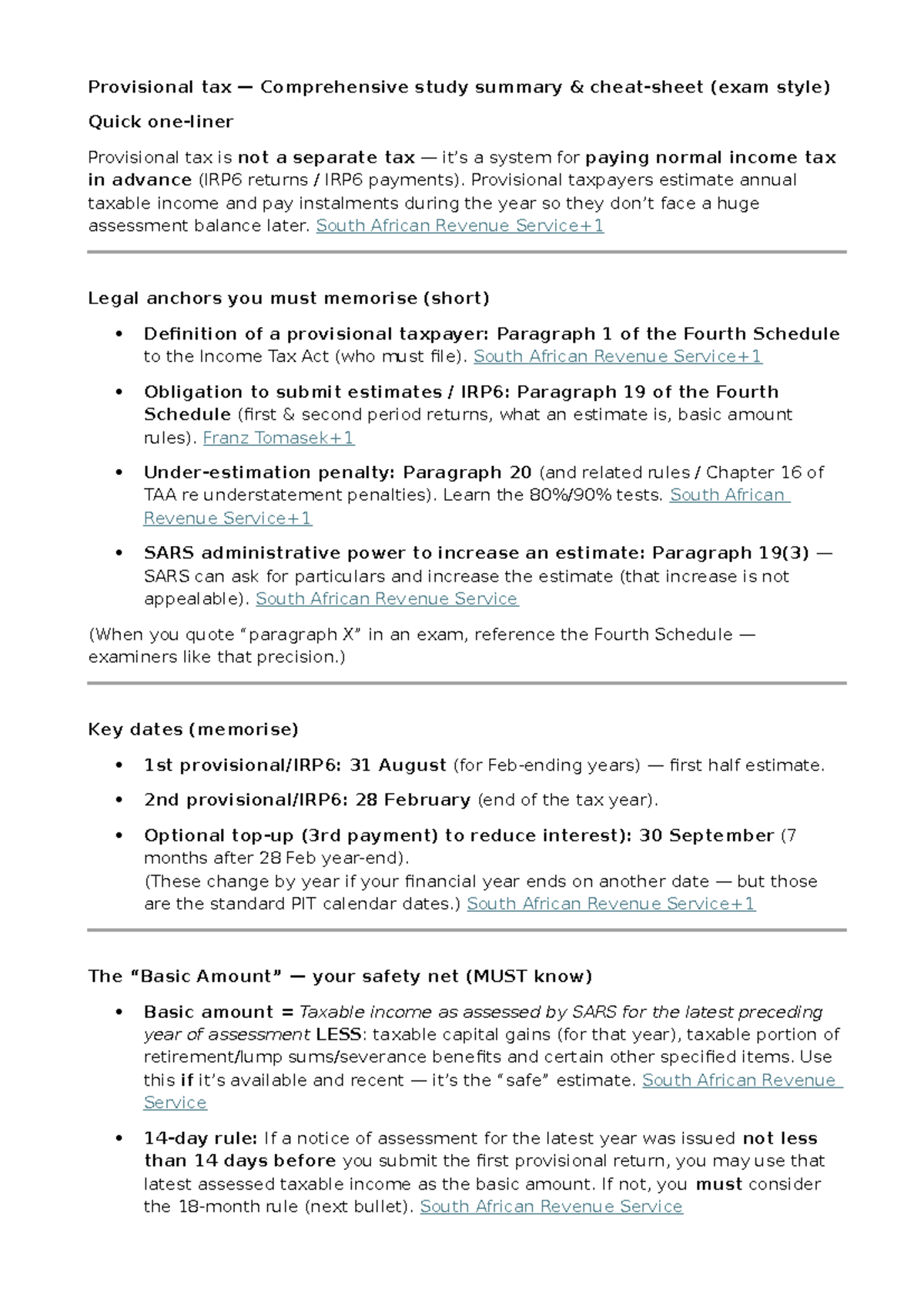 Provisional Tax Exam Prep (IRP6) - Comprehensive Study Guide - Studocu