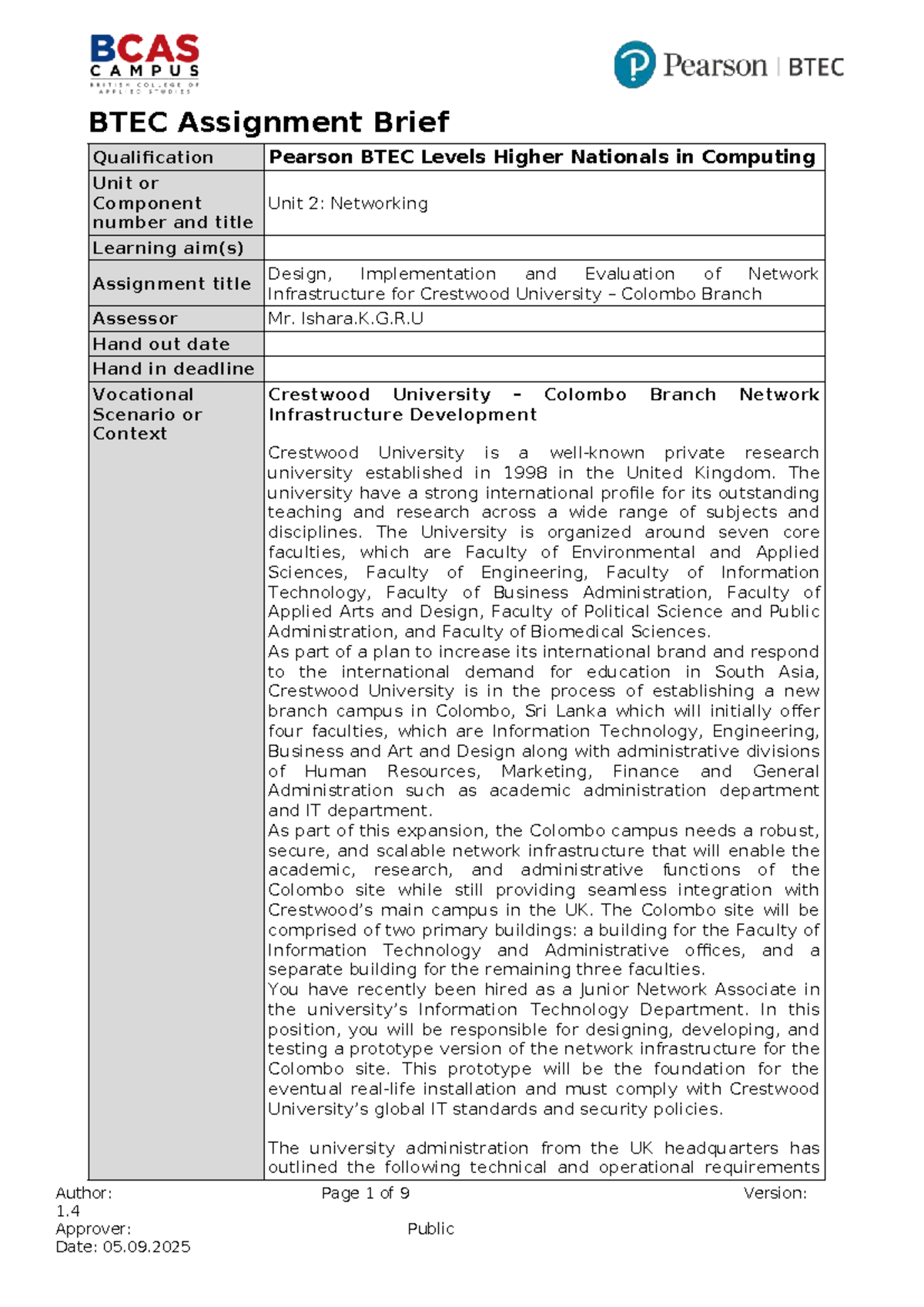 Unit 2-NET-2026: Networking Infrastructure Design Assignment Brief ...