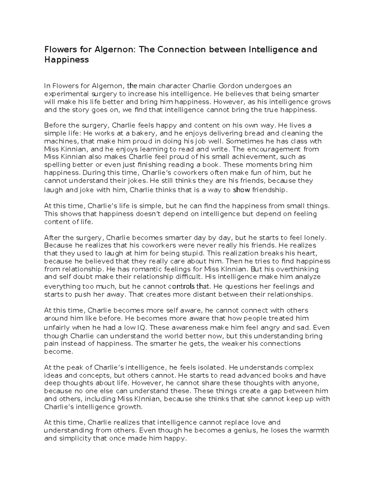 Flowers for Algernon: Lesson 7 - The Link Between IQ and Happiness ...