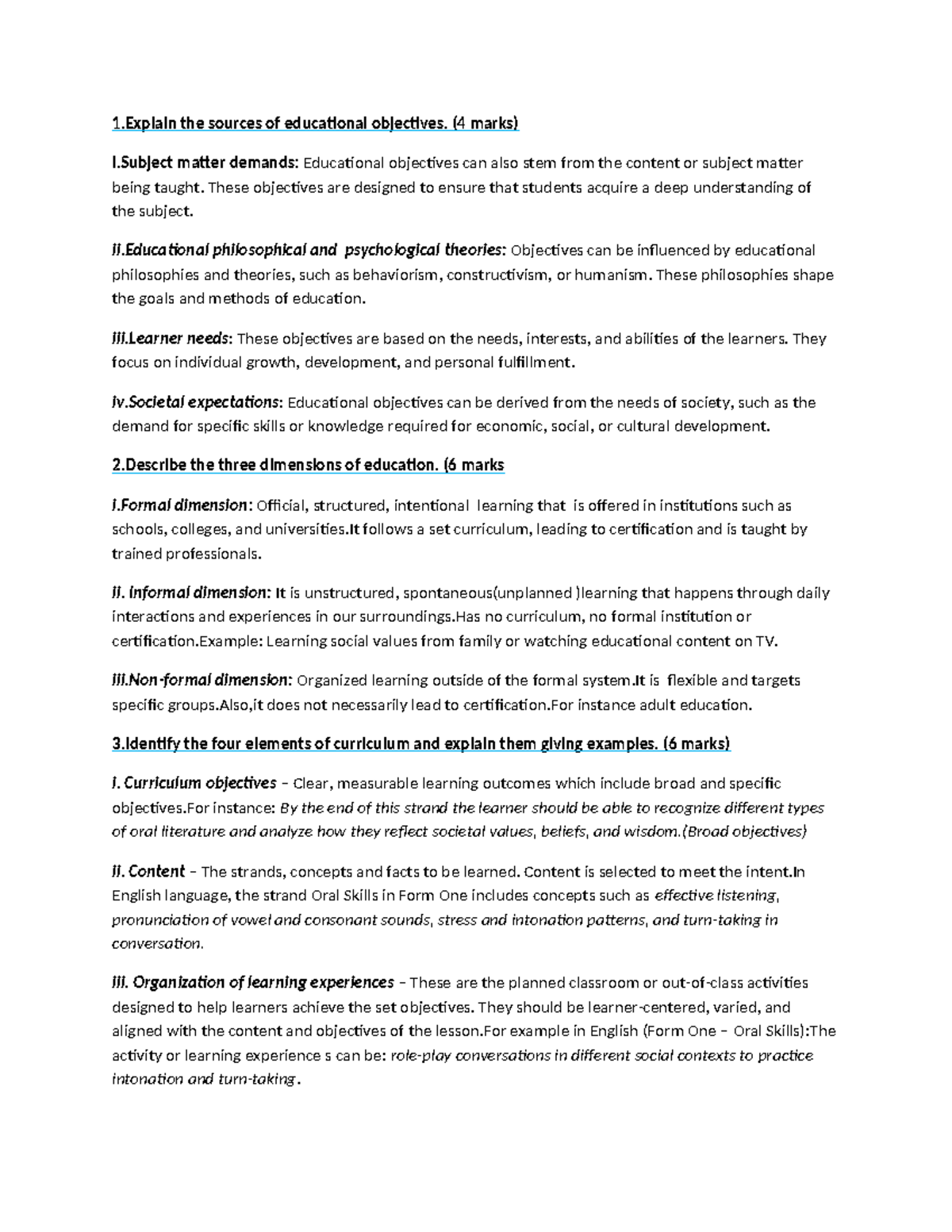 Educational Objectives and Curriculum Development: J Ong'ondo (Ca T2025 ...