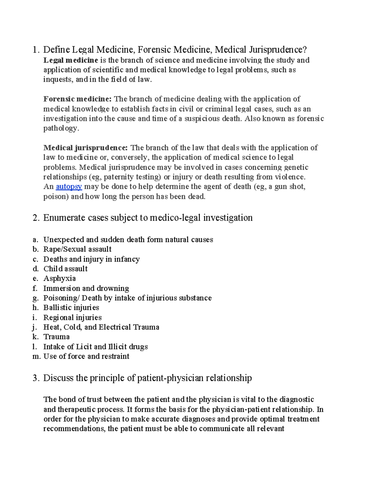 Leg-Med 101: Overview of Legal Medicine and Ethical Issues in ...