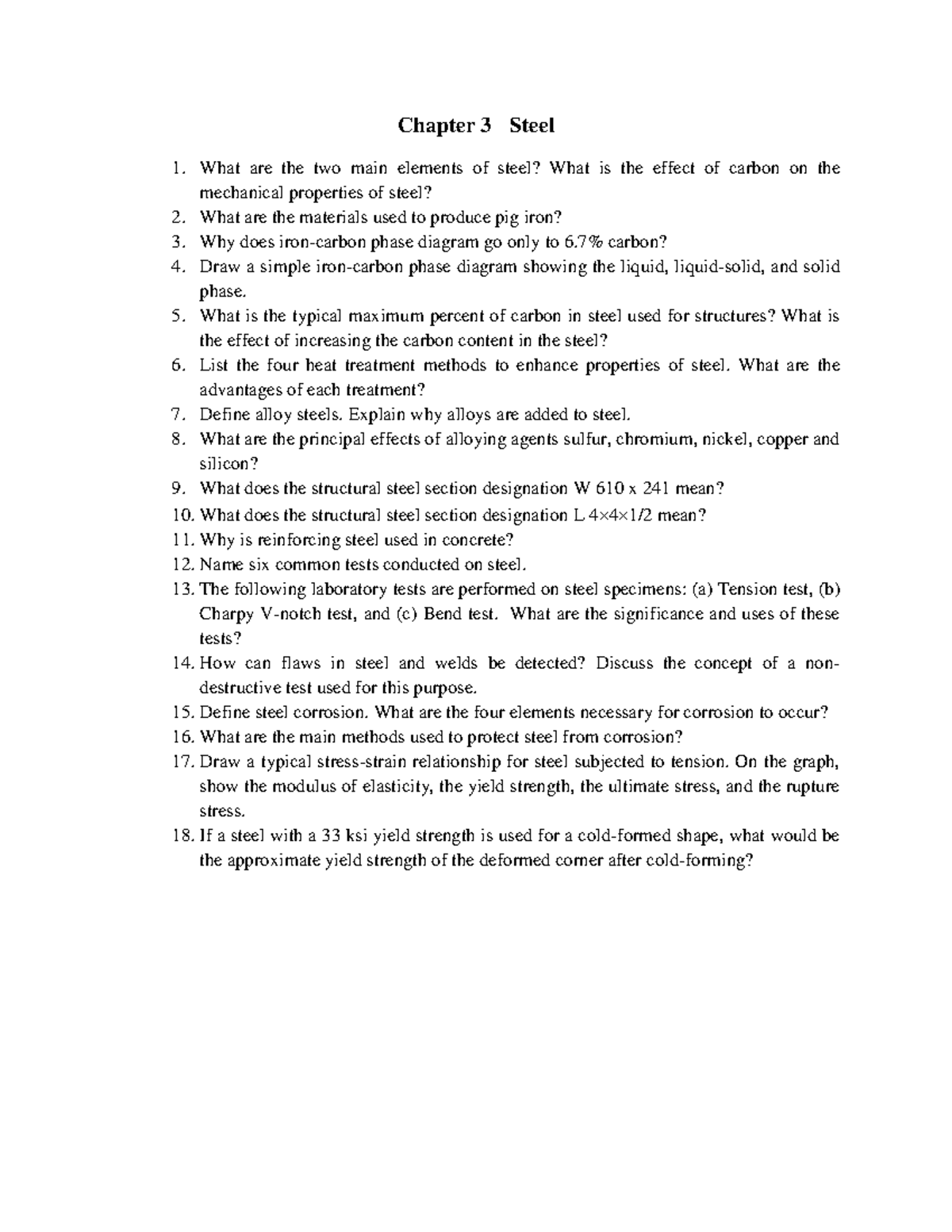 Chapter 3 Steel: Key Concepts and Non-Numeric Questions - Studocu