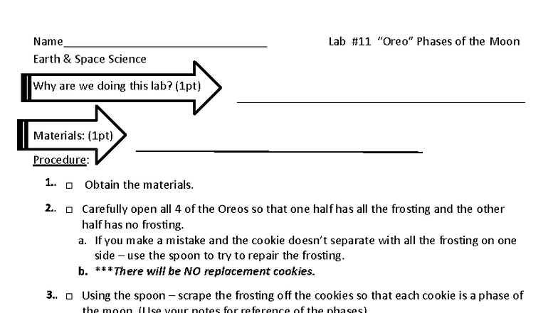 Phases of the Moon Oreo Lab (Science 101) - Studocu