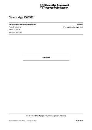 IGCSE ESL 2025 Paper 2 Listening Exam Instructions and Questions - Studocu