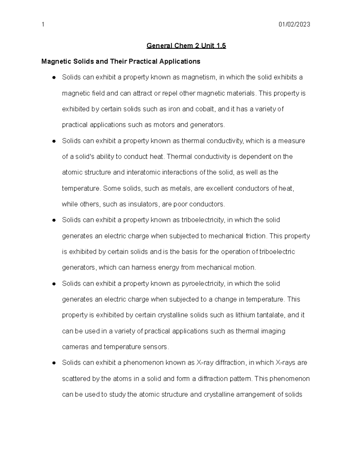 General Chem 2 Unit 1 - Magnetic Solids and Their Practical ...
