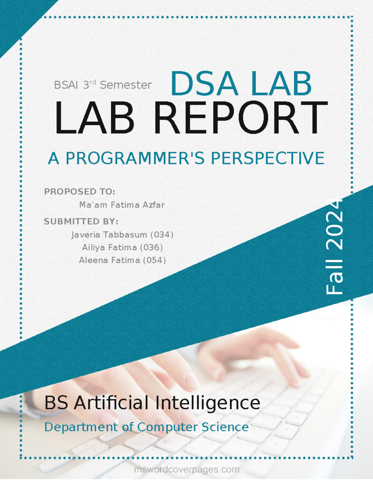 BSAI 3rd Sem DSA Lab Report 1: OOP Concepts & Implementation - Studocu