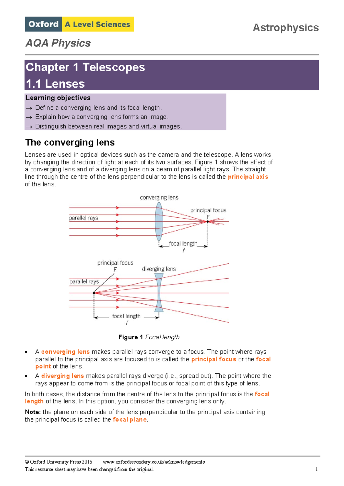 Astrophysics AQA Physics Chapter 1: Telescopes & Lenses Overview - Studocu