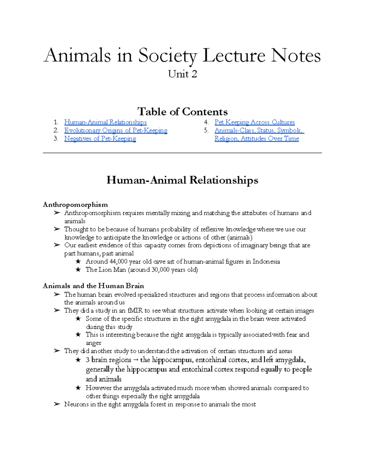 Animals in Society Lecture Notes - Unit 2 - Animals in Society Lecture ...