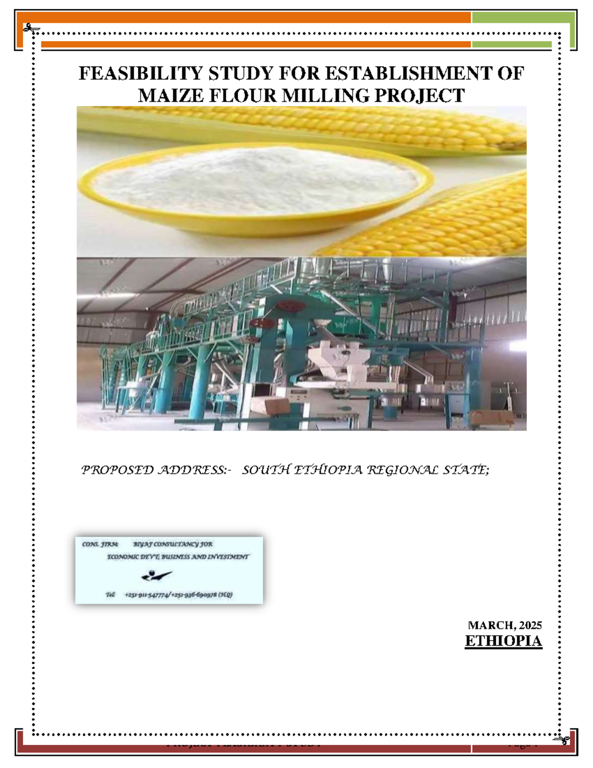 2025 BIYAF MAIZE FLOUR FACTORY FEASIBILITY STUDY - Studocu