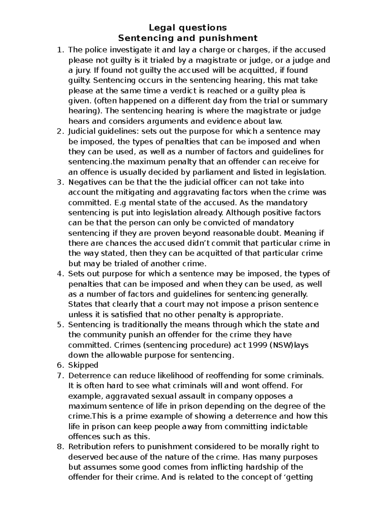 Legal Framework of Sentencing and Punishment (CRJ 101) - Studocu