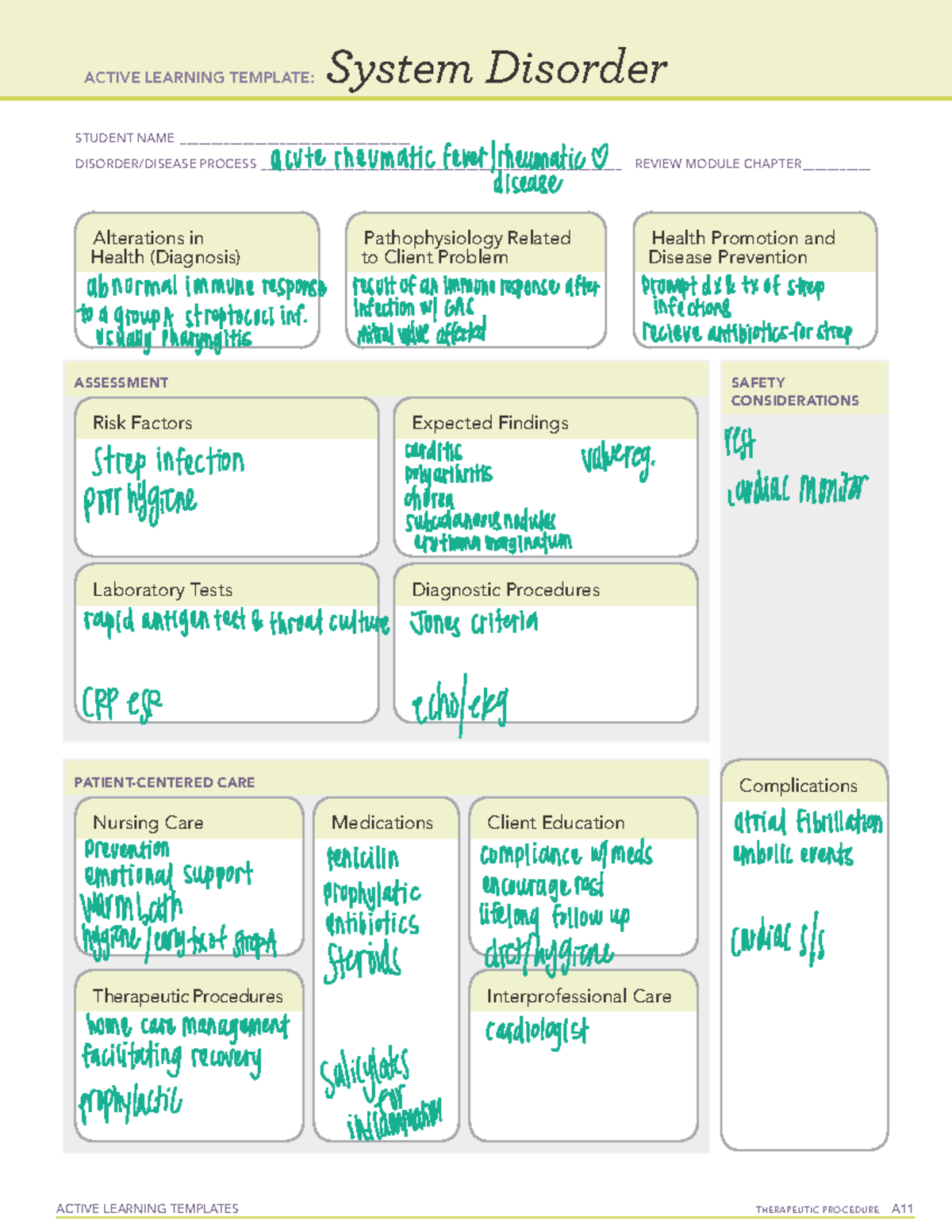 Rheumatic fever - EXAM PREP - ACTIVE LEARNING TEMPLATES THERAPEUTIC ...