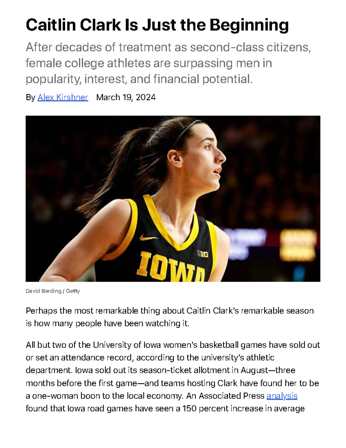 Caitlin Clark: Redefining Women's College Basketball Stardom - Studocu
