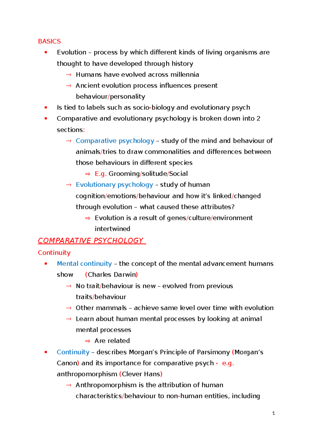 Comparative and Evolutionary Psychology: Insights and Theories - Studocu