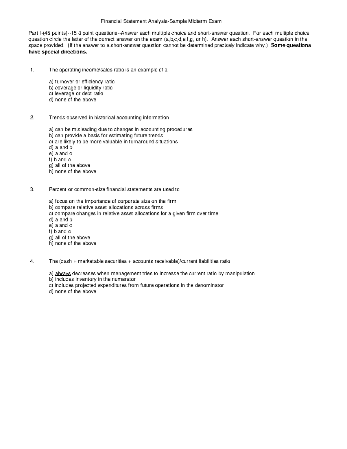 Financial Statement Midterm Exam (Part 3) Practice Exercises - Studocu