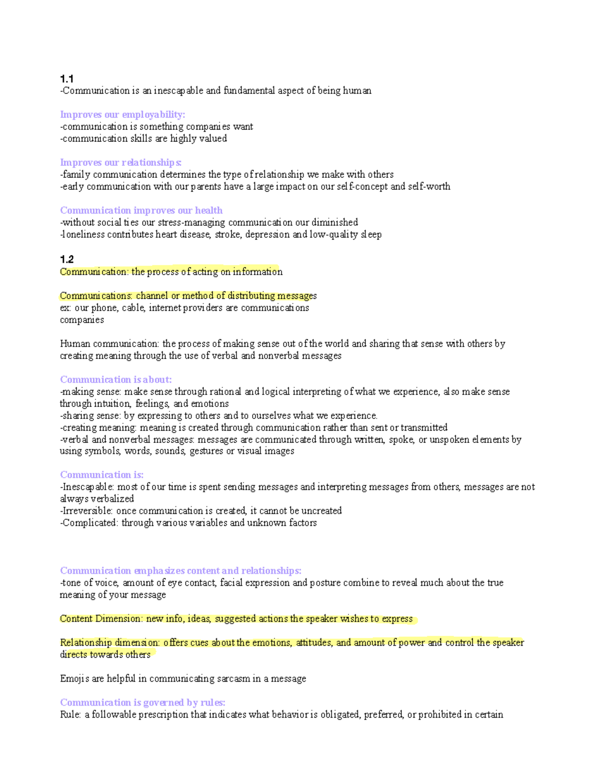 COMM 1310 - Chapter 1 Communication Notes by Laura Mallonee - Studocu