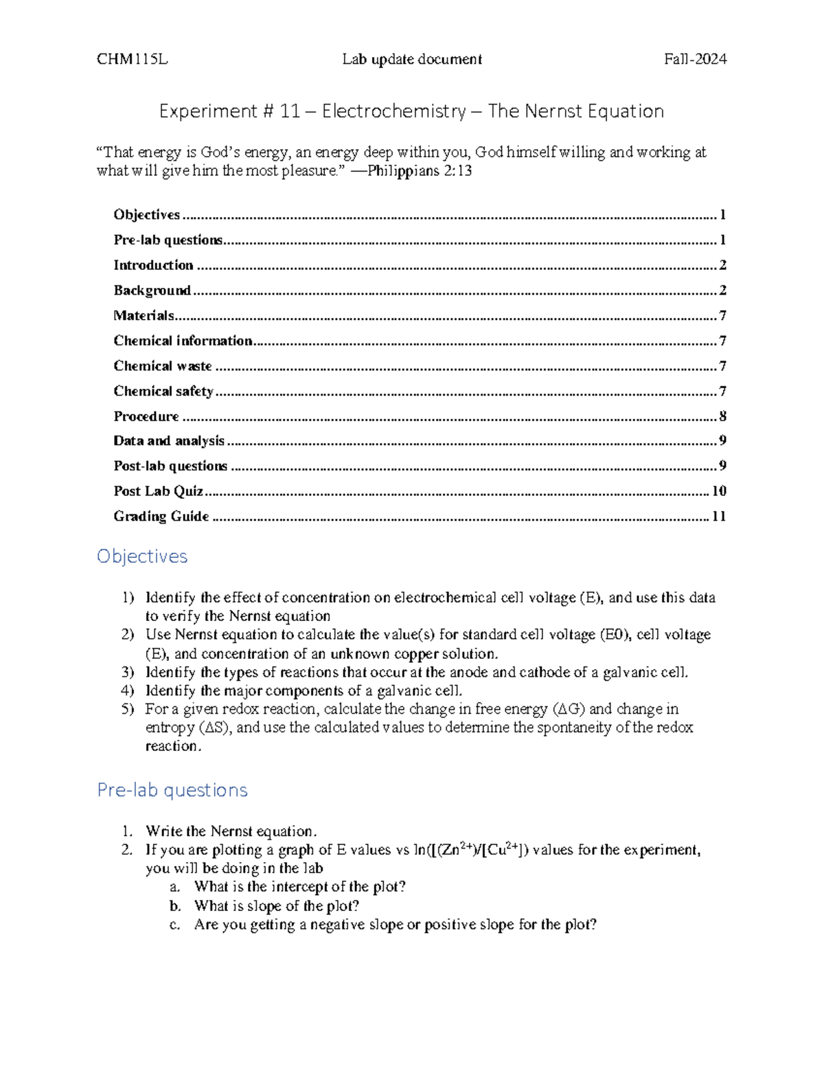 CHM115L Fa24 Final Lab Report on Electrochemistry & Nernst Equation ...