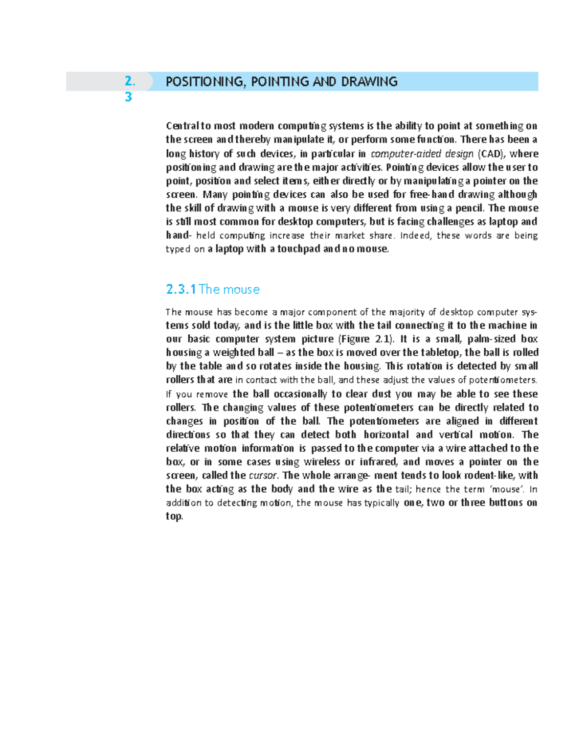 Positioning, Pointing AND Drawing - The computer - 2. 3 POSITIONING, POINTING AND DRAWING ...