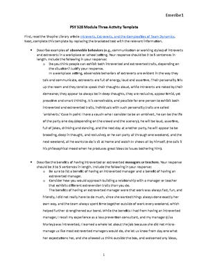 PSY 491 Module 2 Video Refeflection Victors Copy - PSY 491: Module Two ...