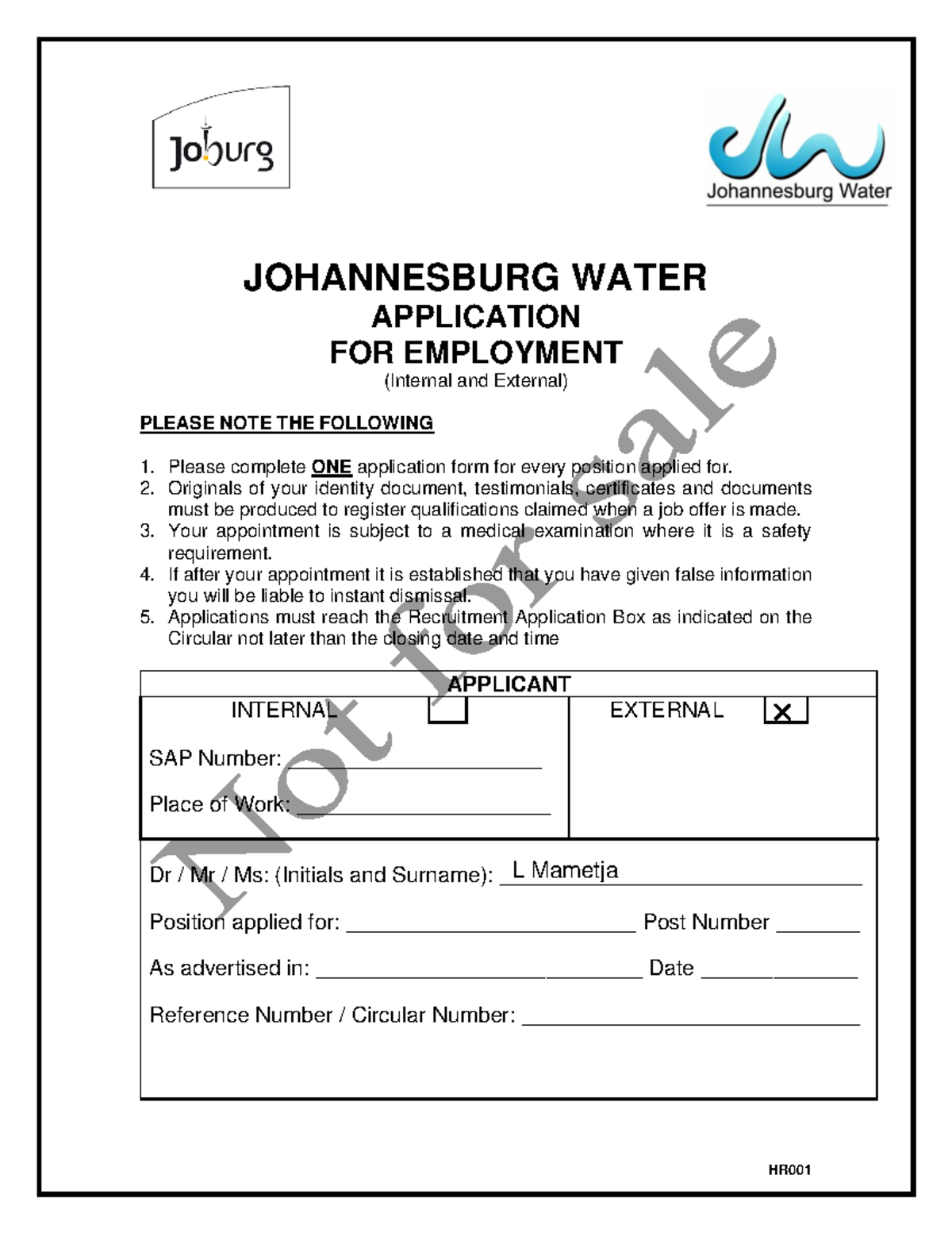 JW Employment Application Form 2025 - Studocu