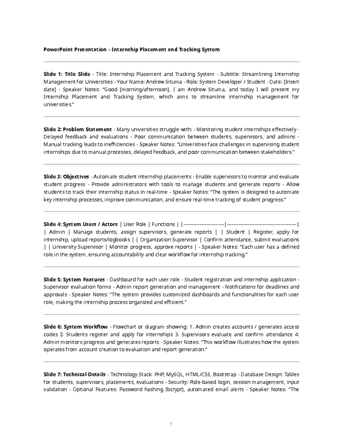 Internship Defense Presentation: Placement & Tracking System - Studocu