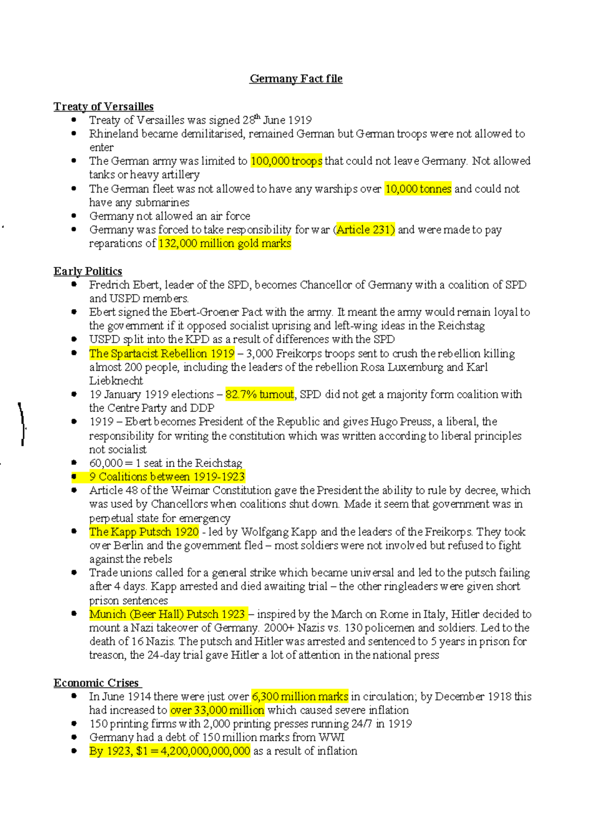 Germany Fact File: Key Events from the Treaty of Versailles to Nazi ...