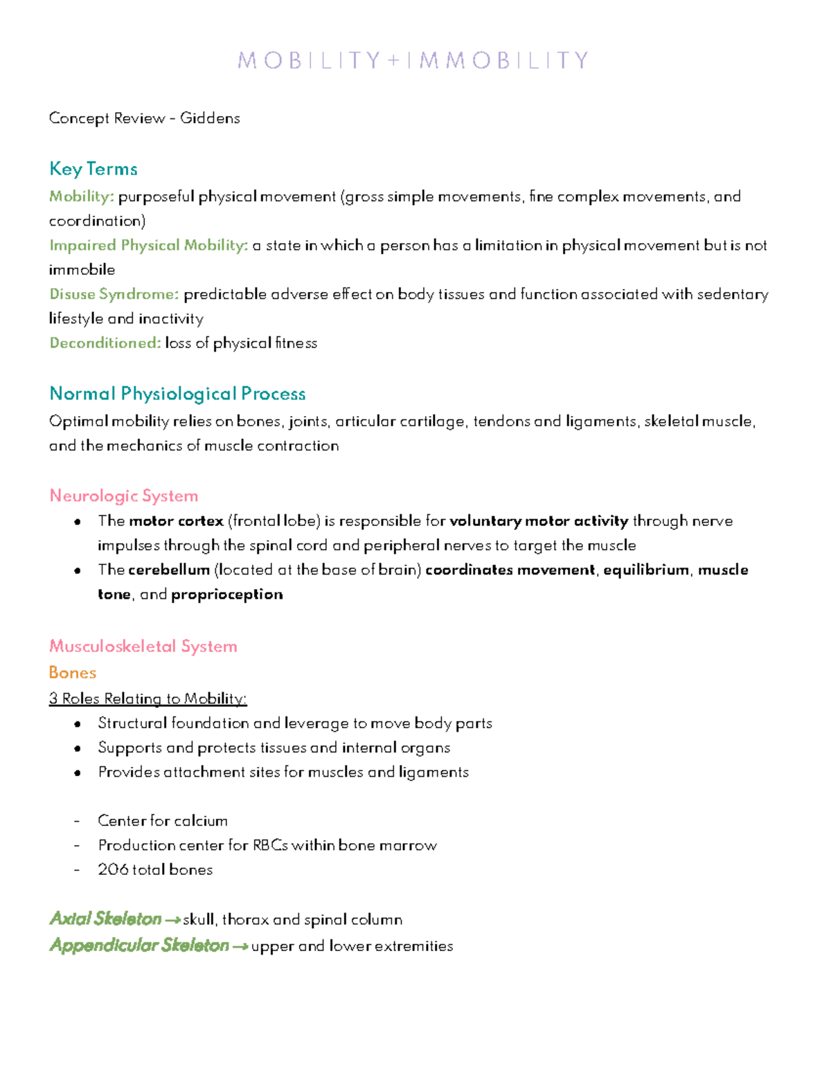 Mobility Outline - Lecture notes 10 - M O B I L I T Y + I M M O B I L I ...