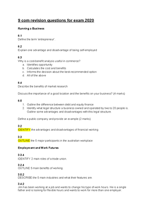 Year 9 Commerce T1 2020: Consumer & Financial Decisions Assessment Task ...