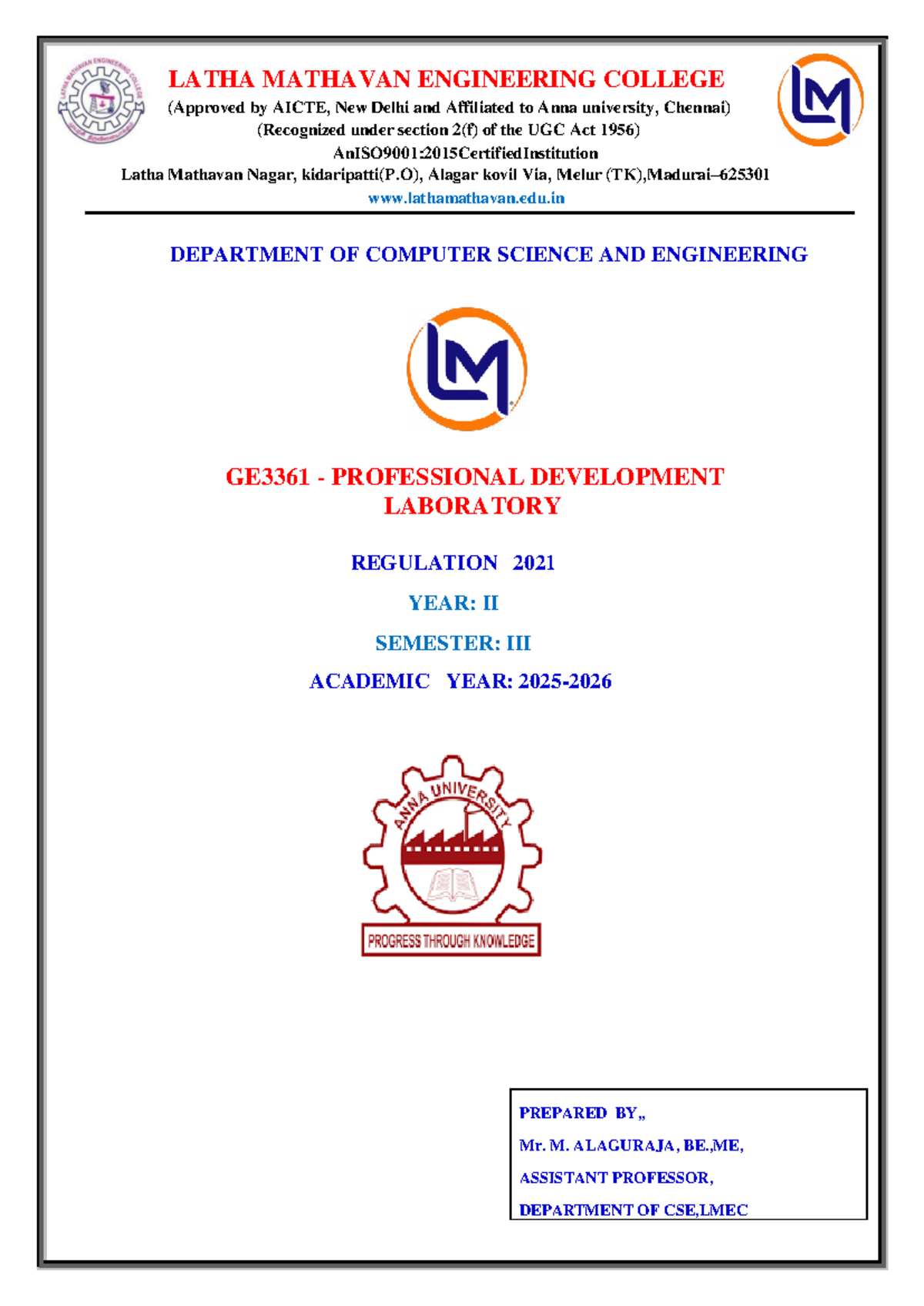 GE3361 Professional Development Lab Notes - Semester II - Studocu