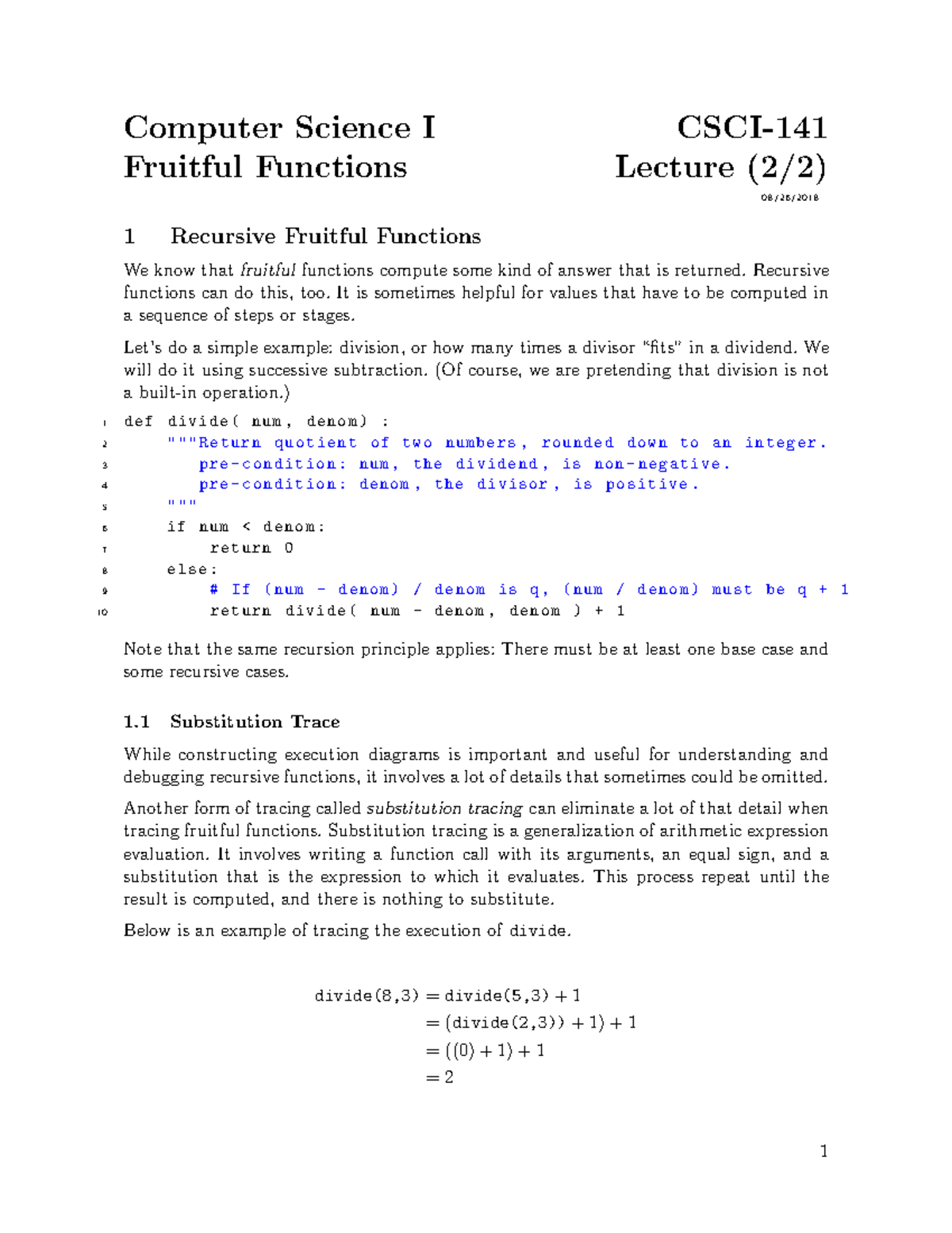Fruitful-stu - Lecture notes for week 3 - Computer Science I CSCI ...